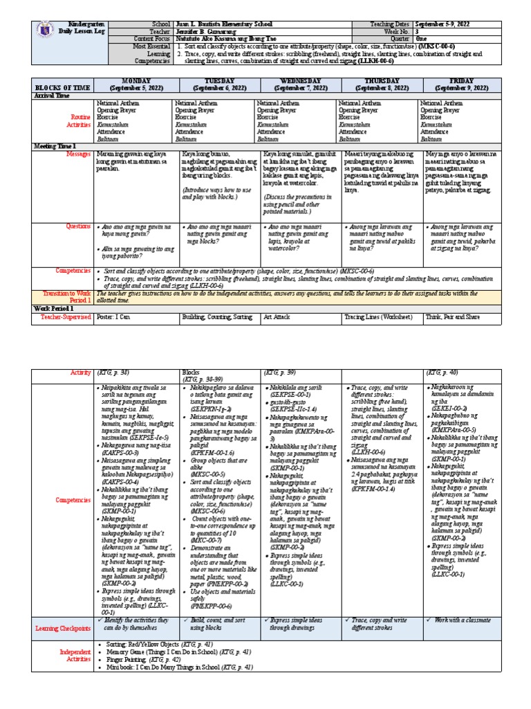 Kindergarten-DLL-MELC-Q1-Week 3 | PDF Kindergarten-DLL-MELC-Q1-Week 3 | PDF