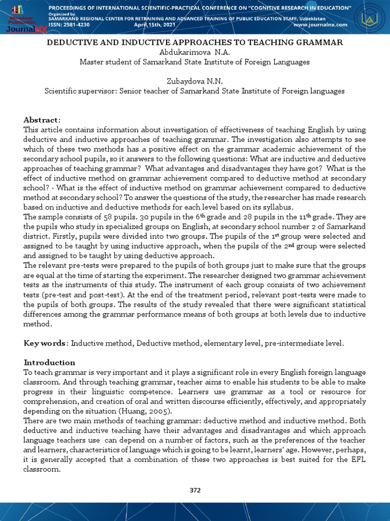 Deductive and Inductive Approaches To Te f0998821 | PDF | Teaching ...