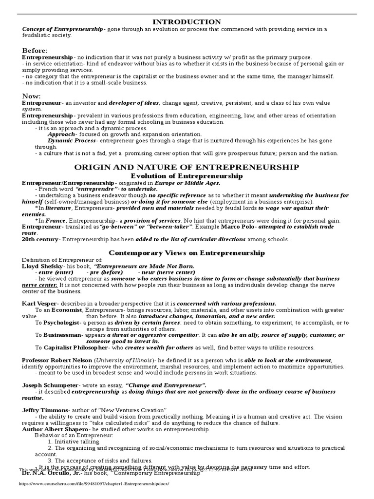 Chapter1 Entrepreneurship | PDF | Entrepreneurship | Economies