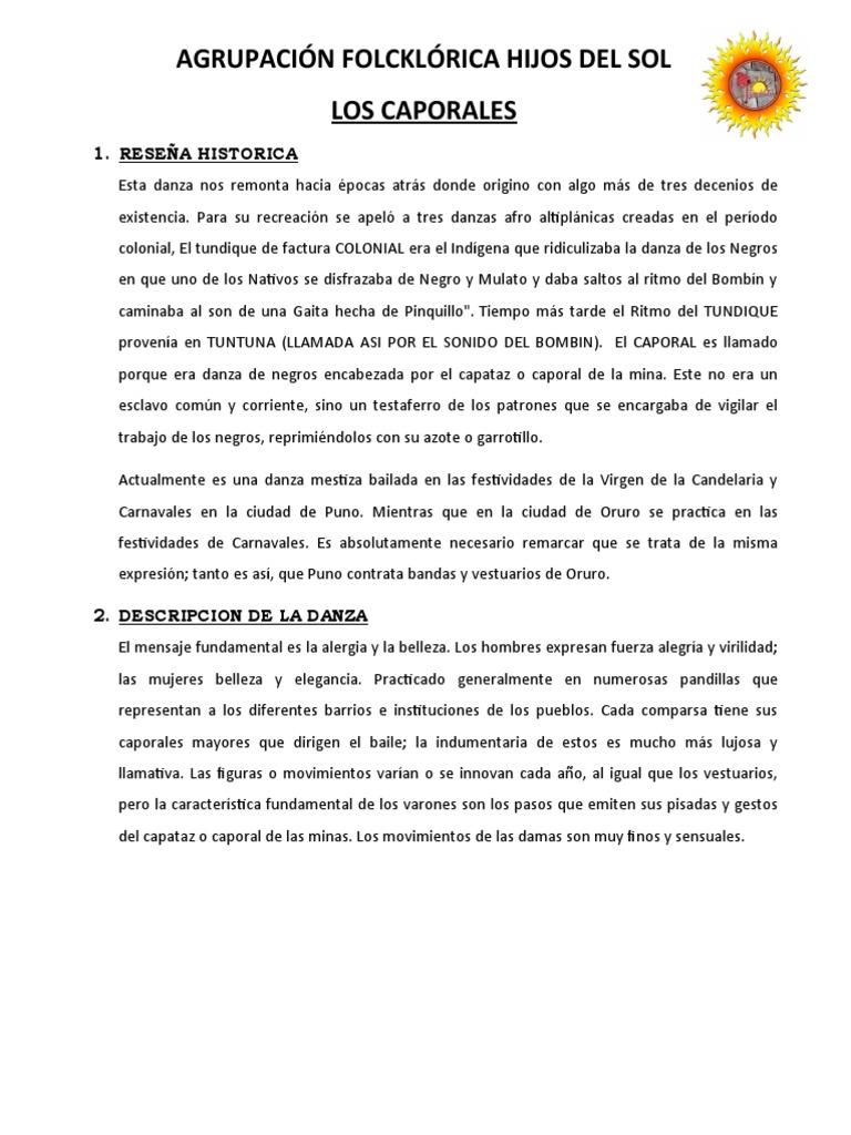 Reseña Historica De Los Caporales Pdf