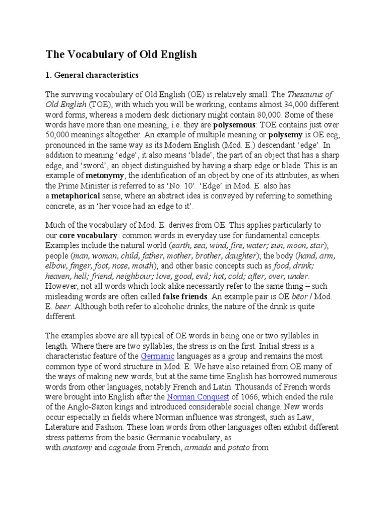 The Vocabulary of Old English | PDF | Stress (Linguistics) | Word