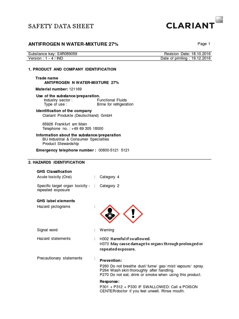 MSDS Glycol | PDF | Toxicity | Safety
