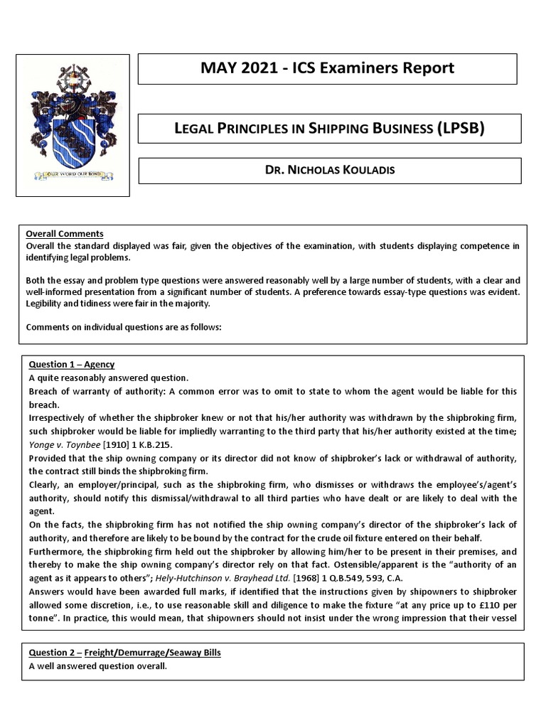 Lps May 2021 | PDF | Bill Of Lading | Law Of Agency