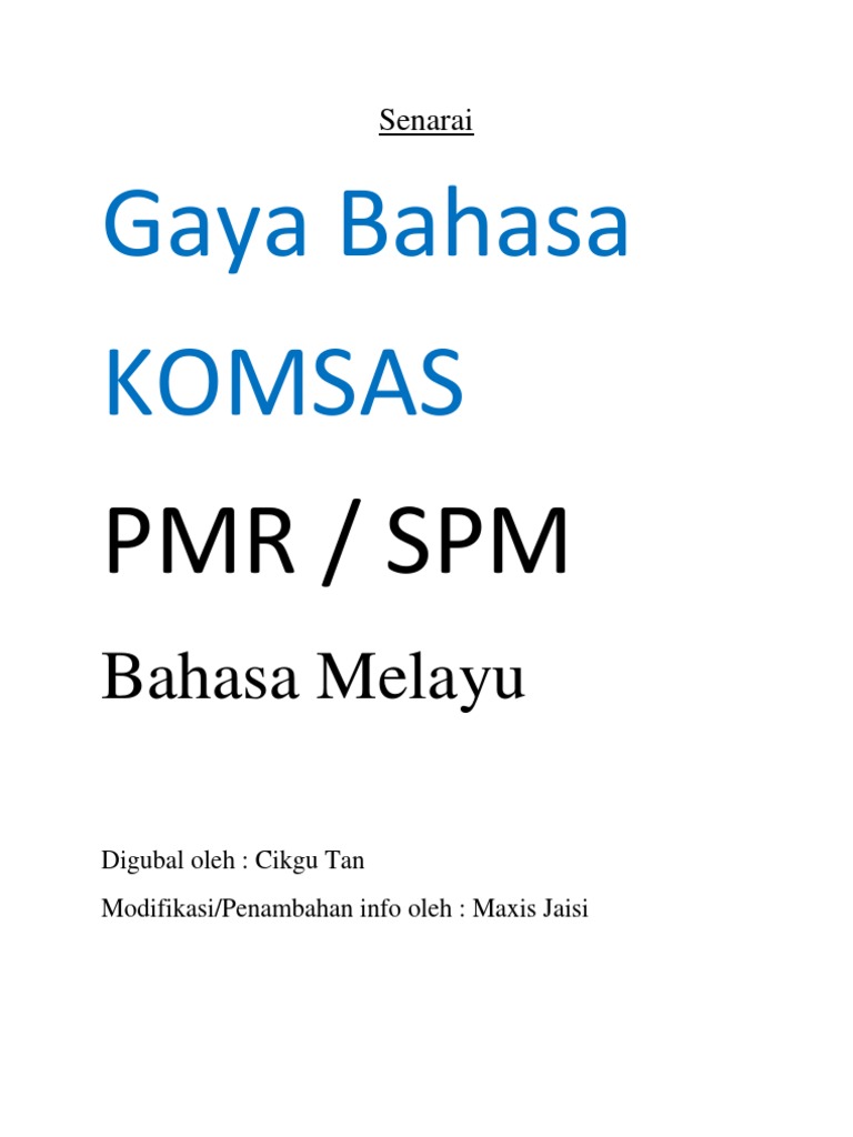 Senarai Gaya Bahasa KOMSAS PMR/SPM | PDF | Puisi