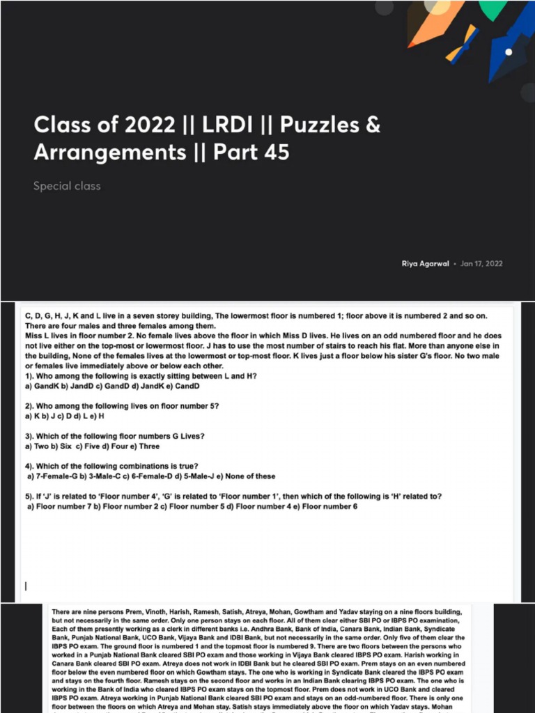 Class of 2022 LRDI Puzzles Arrangements Part 45 No Anno | PDF