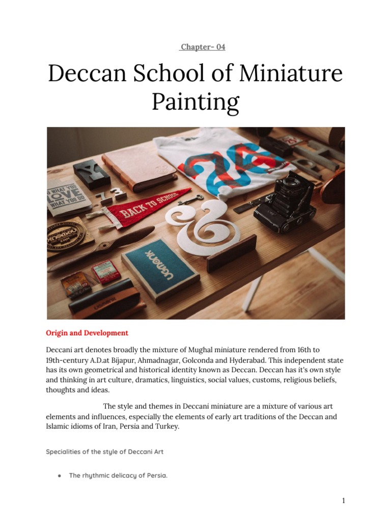 Class - 12th Chapter - 04 Deccan School of Miniature Painting | PDF | Paintings | The Arts