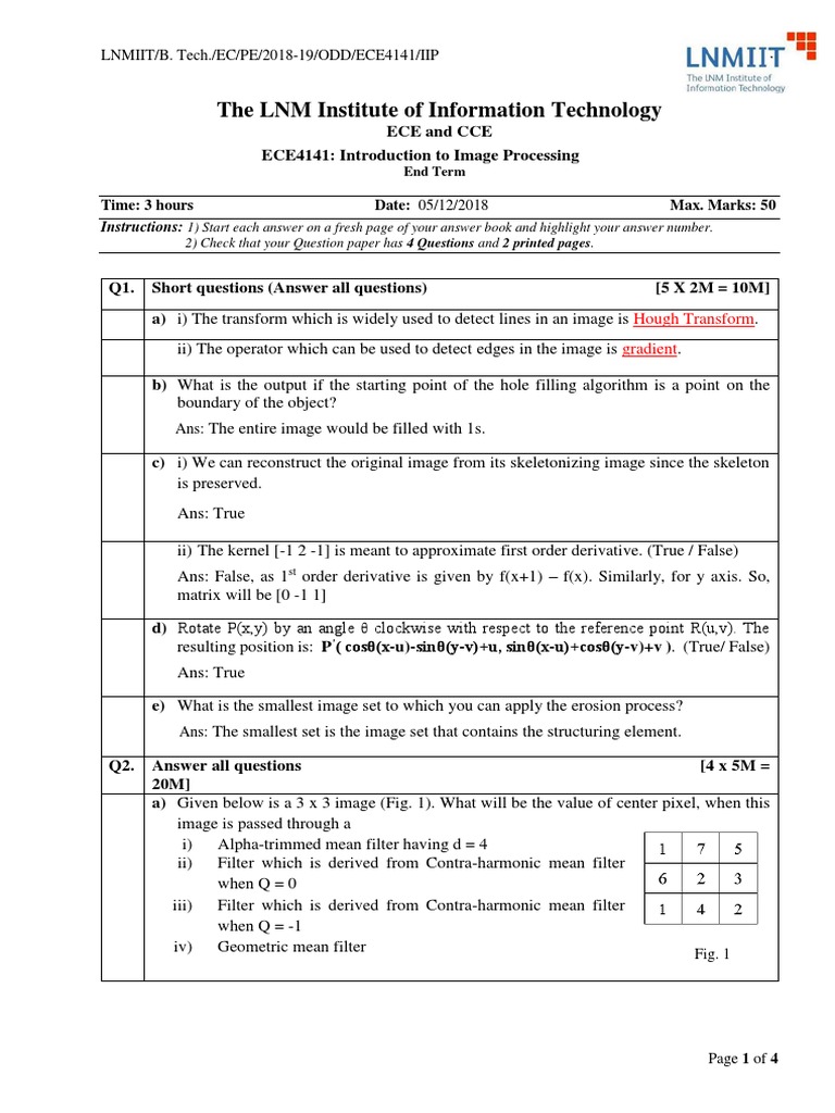 Endterm IIP Solution | PDF | Digital Signal Processing | Multidimensional Signal Processing