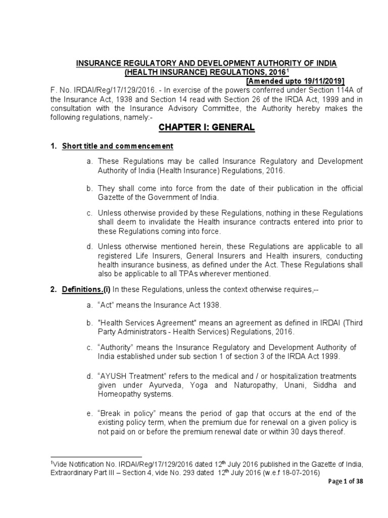 Consolidated Health Insurance Regulations 2016 With Amendments | PDF ...