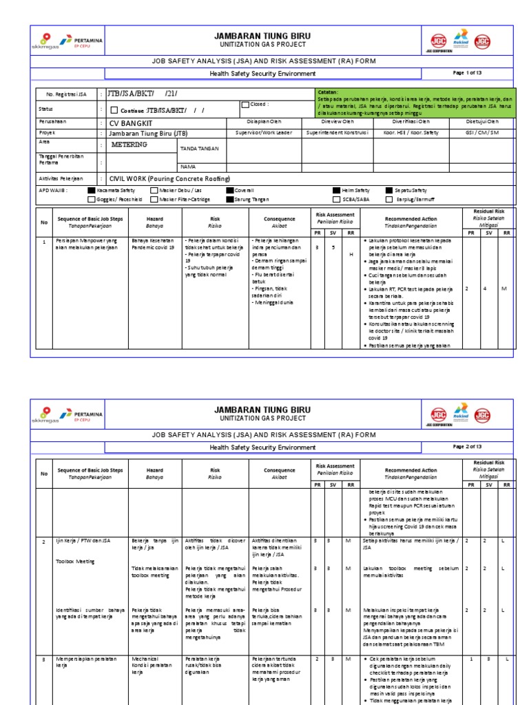 Jsa Civil Work (Pouring Concrete Roofing) - Over Time | PDF