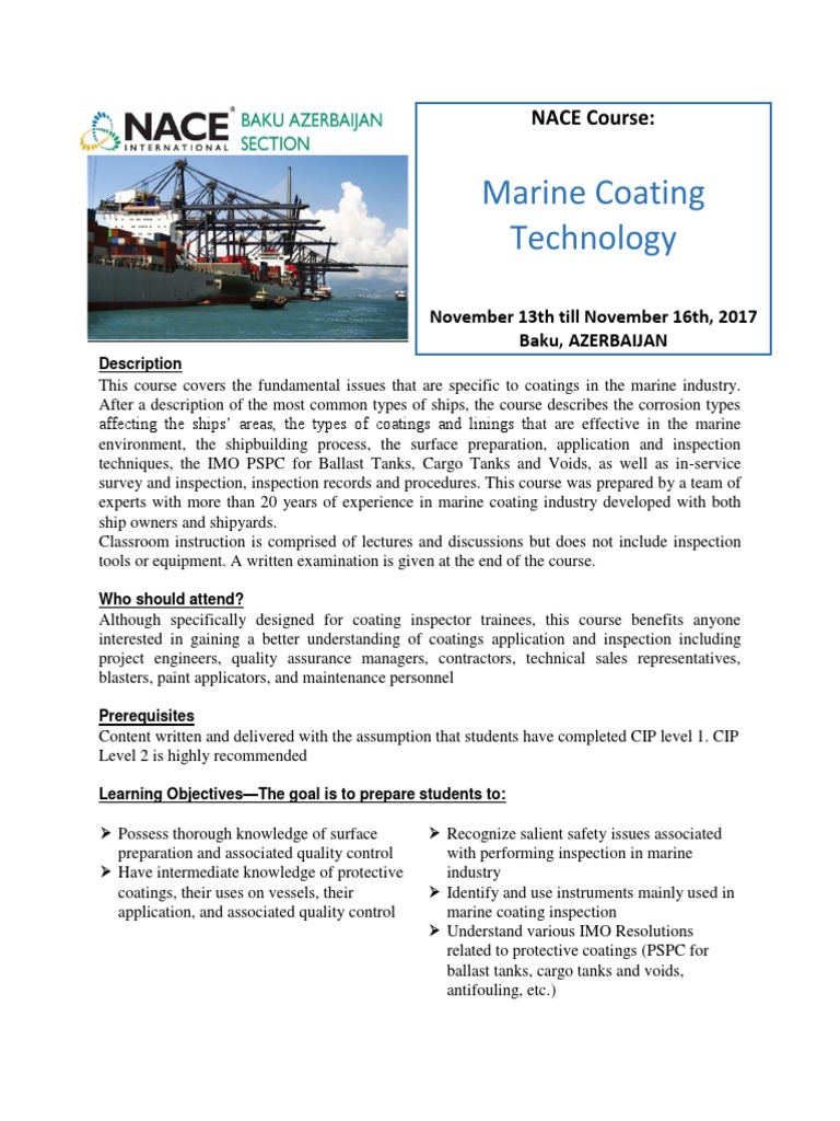 NACE Course - Marine Coating Technology - en | PDF | Ships