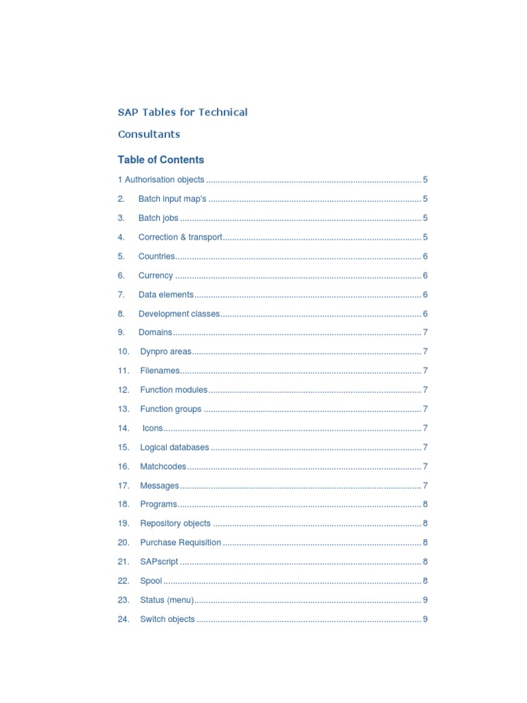 Important SAP Tables For Respective Modules | PDF | Computing ...