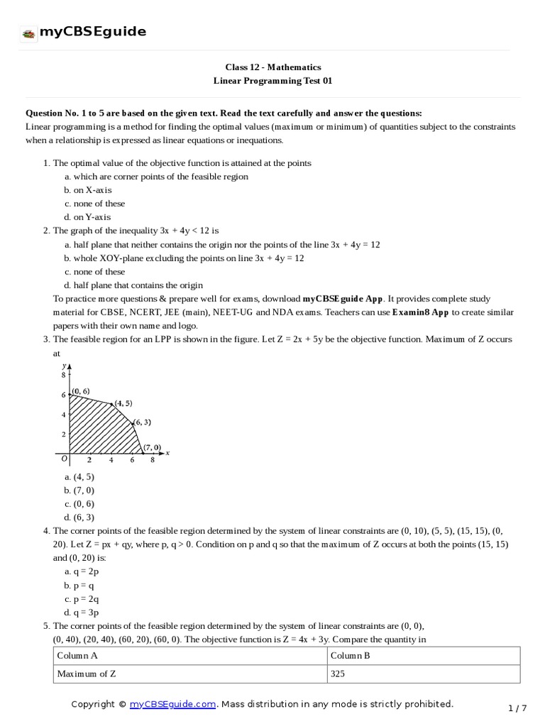 12 Math Linearprogramming Tp01 Pdf Linear Programming Mathematical Optimization