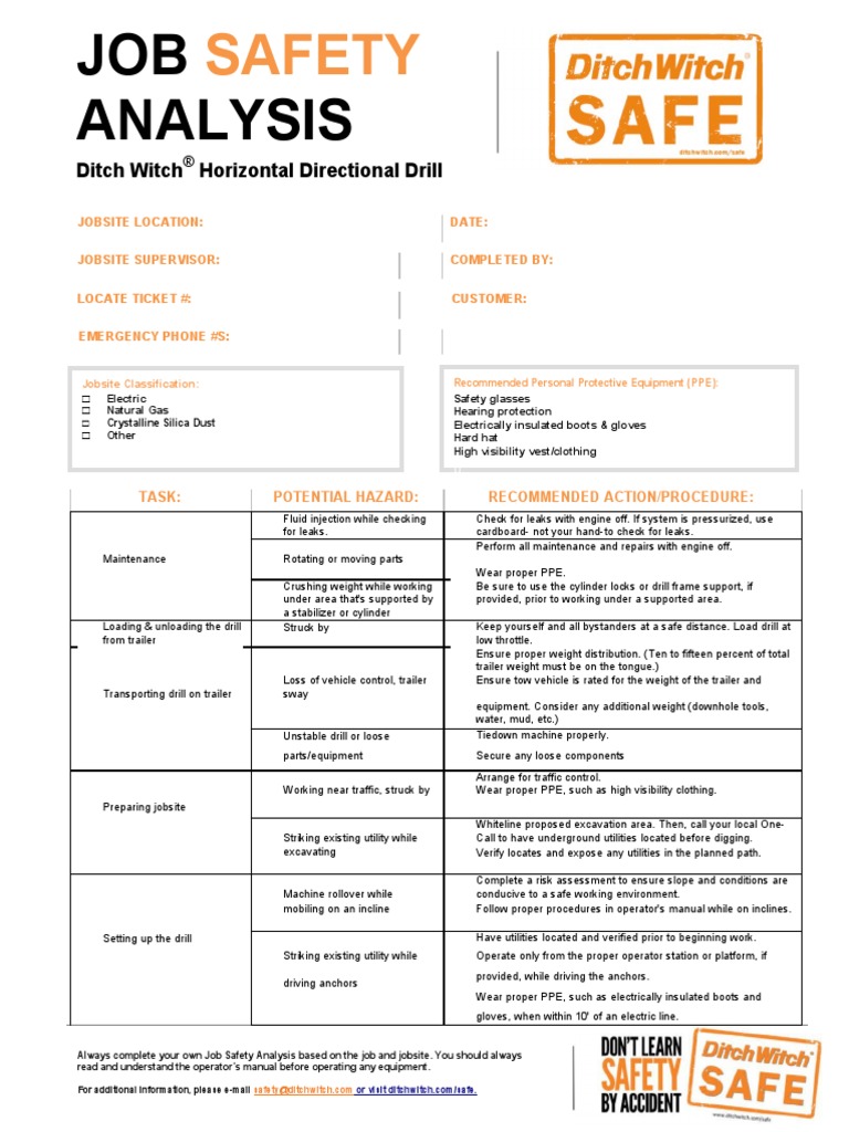 JSA Drilling | PDF | Personal Protective Equipment | Drill