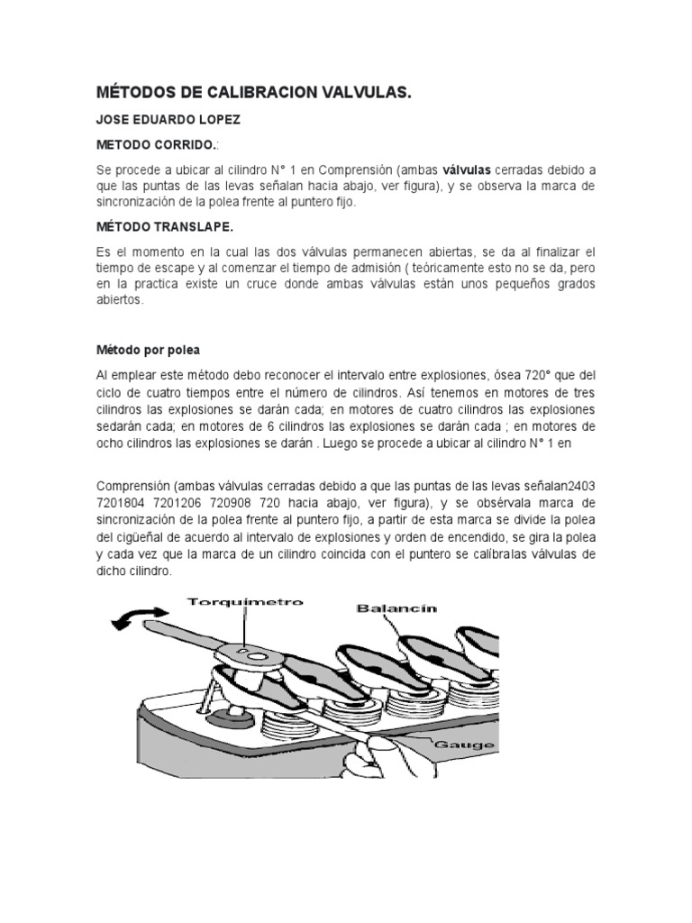 Métodos de Calibracion Valvulas | PDF