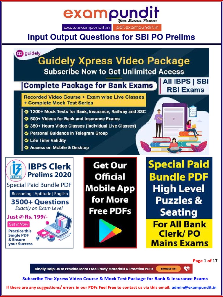 Input Output Questions Specially For Sbi Po Prelims | PDF | Alphabet | Numbers