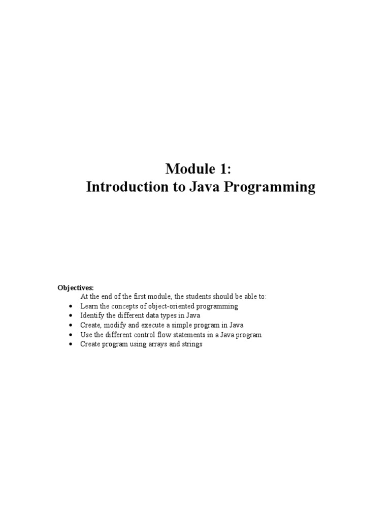 Java Module Part1 | PDF | Java (Programming Language) | Control Flow