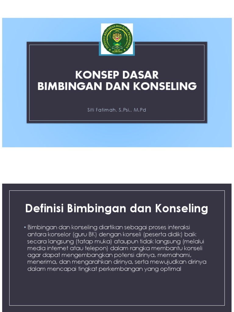 Konsep Dasar Bimbingan Dan Konseling | PDF