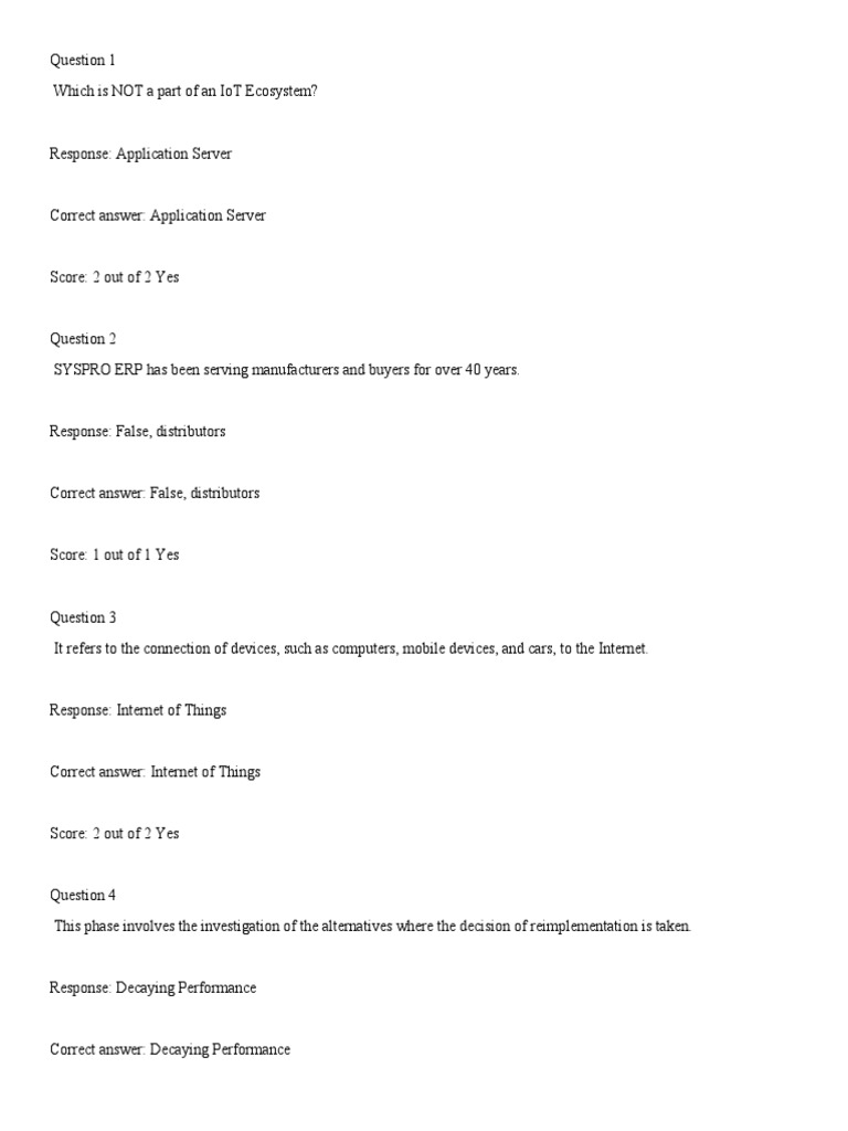 Assessing Knowledge of ERP Systems and IoT Through Multiple Choice ...