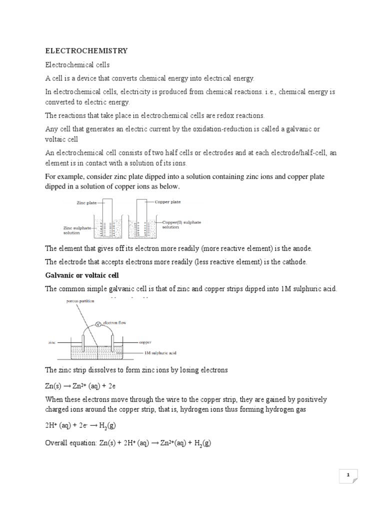 ELECTROCHEMISTRY | PDF | Electrochemistry | Physical Chemistry
