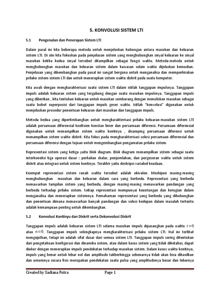 Konvolusi Dan Dekonvolusi Sistem LTI | PDF