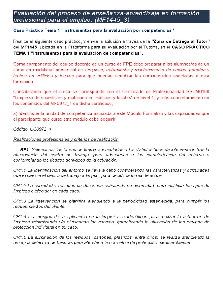 Cas Practic Tema 1 | PDF | Evaluación | Residuos