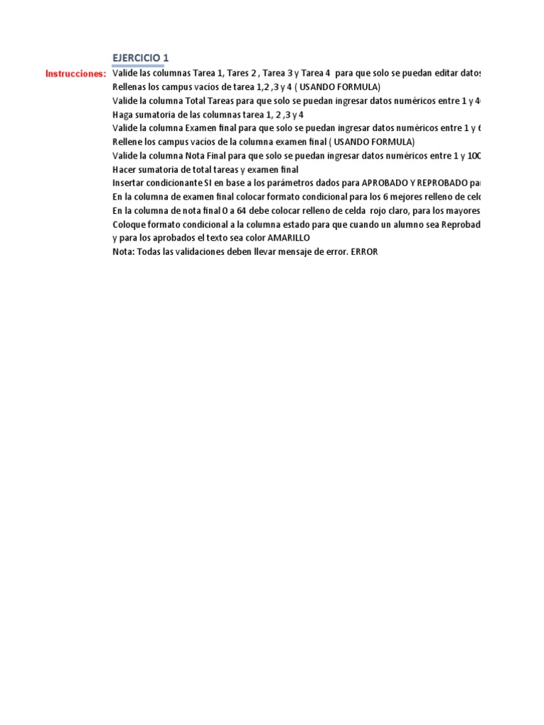 Ejercicio Validación de Datos Examen II I Parcial Daniel Torres | PDF
