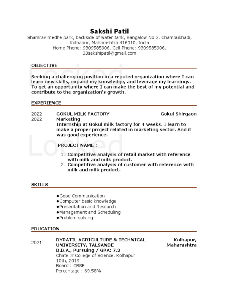 Aspiring Marketer's Resume | PDF | Career & Growth
