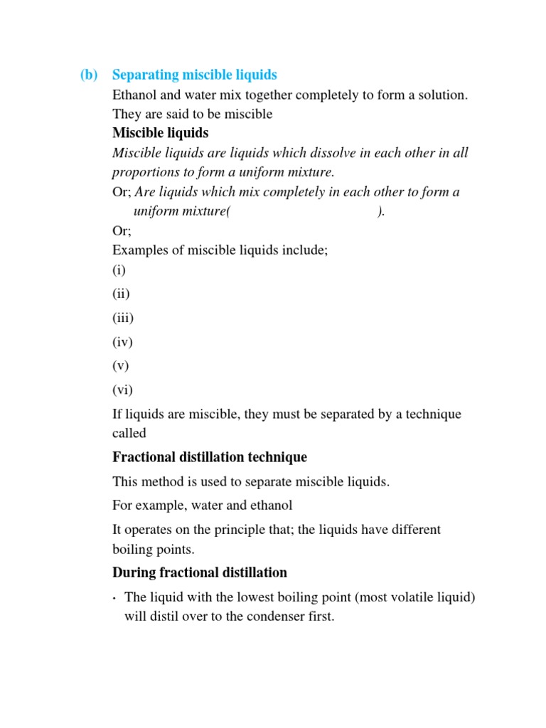 Separating Miscible Liquids | PDF