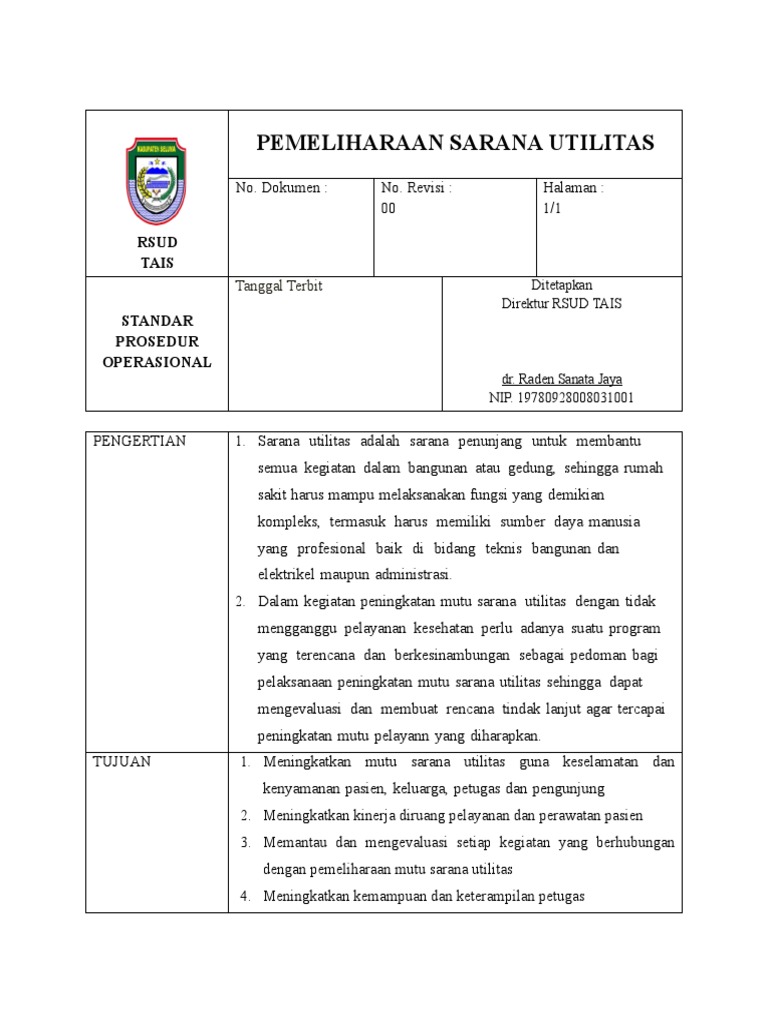 SPO Pemeliharaan Sarana Utilitas | PDF