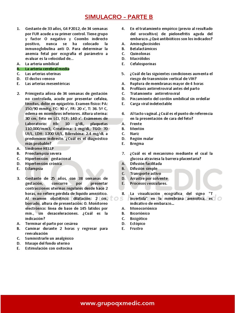 Enam 2021 - Simulacro Nacional - Parte B - 13 Marzo - Sin Claves (Versión Corta) | PDF | Parto ...