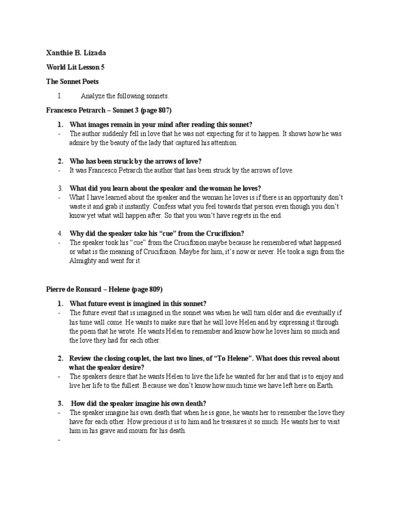 Lesson 5 | Download Free PDF | Sonnets | Poetic Form