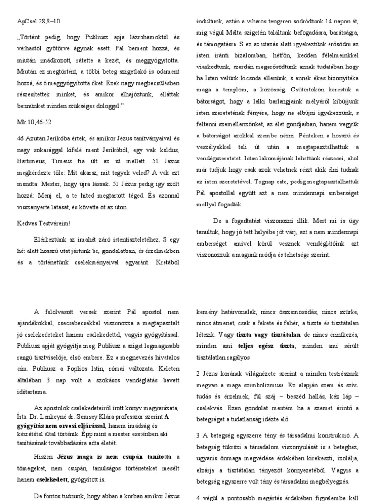 Imahet Zaro Vasarnap | PDF