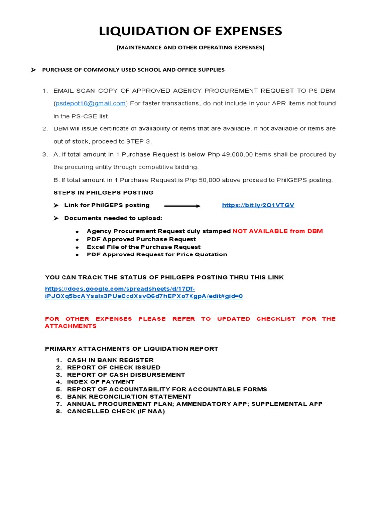 Liquidation of Expenses | PDF | Career & Growth