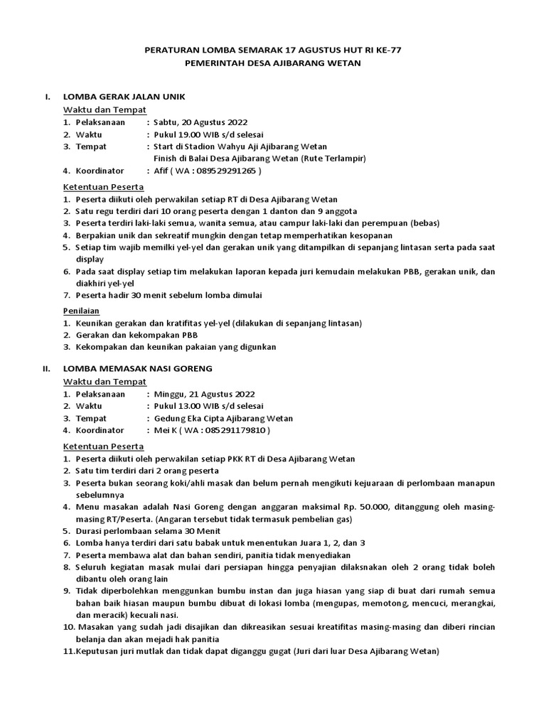 Juknis Perlombaan | PDF