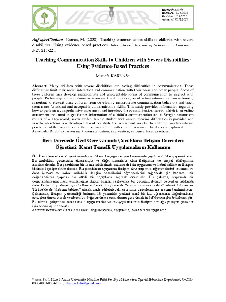 Teaching Communication Skills To Children With Severe Disabilities ...