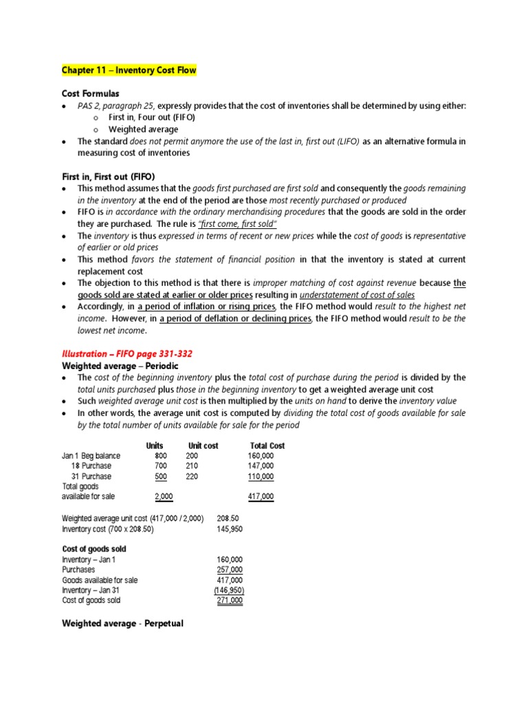 Chapter 11 - Inventory Cost Flow Methods | PDF | Inventory | Cost Of ...