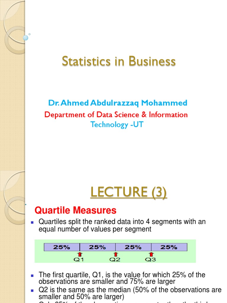 Statistics in Business FOR UST | PDF | Quartile | Median