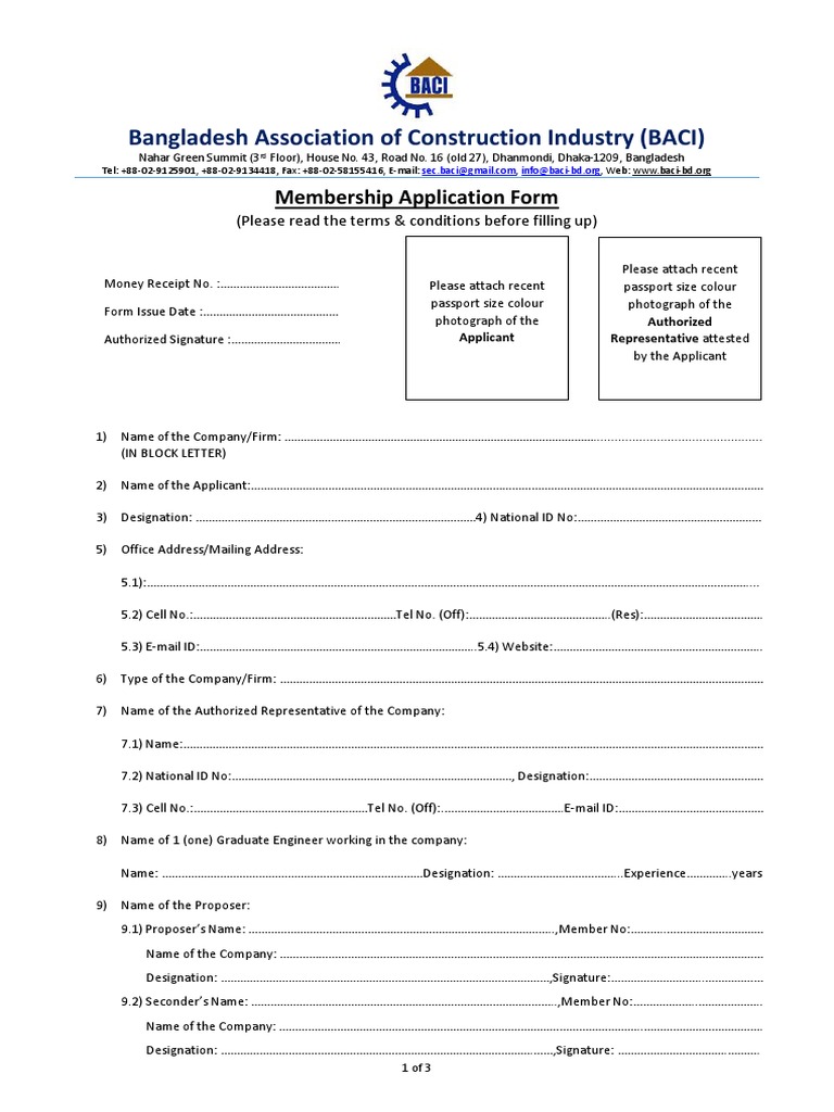 BACI Membership Application Form | PDF | Cheque | Justice