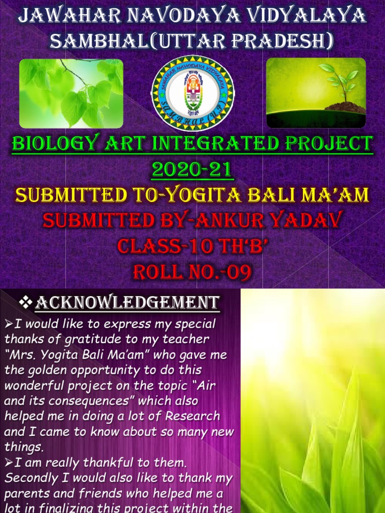 BIOLOGY PROJECT Class 10 by ANKUR YADAV | PDF | Exhaust Gas ...