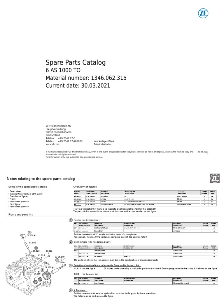 Spare Parts Catalog: 6 AS 1000 TO Material Number: 1346.062.315 Current ...