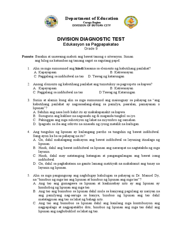 DA in EsP Grade 9 | PDF