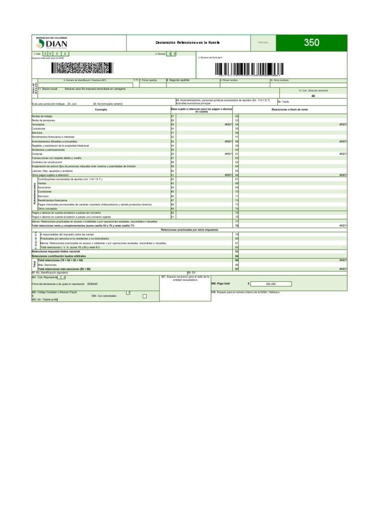 Formulario 350 | PDF | Economias