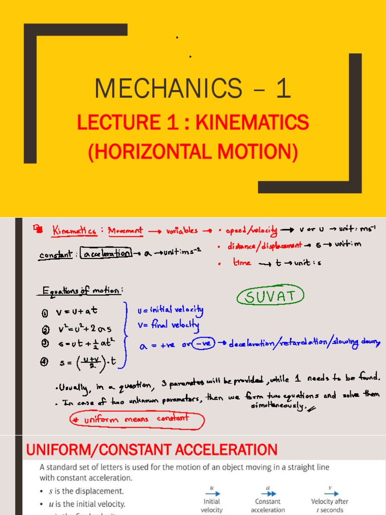 M1 Lec 1 Kinematics Horizontal Motion | PDF