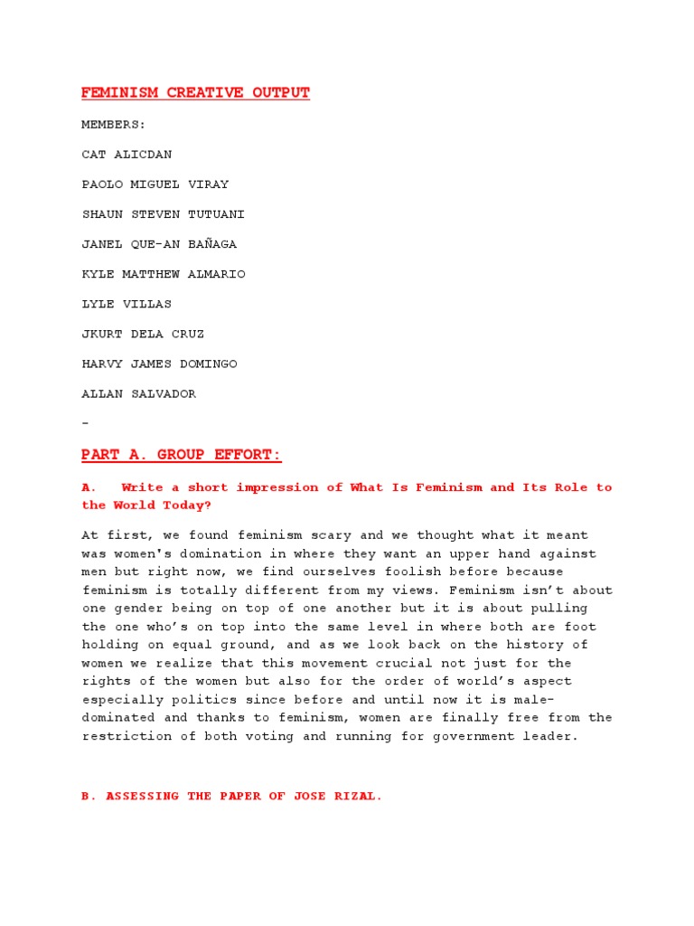 Feminism Creative Output | PDF | Feminism | Gender Studies