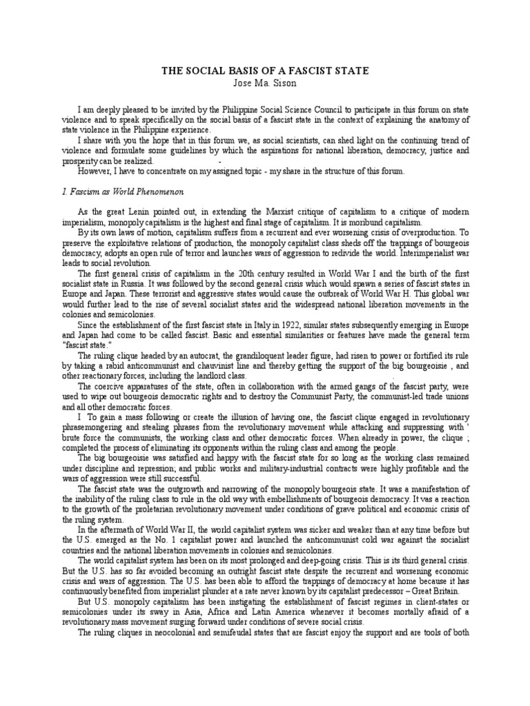 The Social Basis of A Fascist State | PDF | Fascism | Capitalism