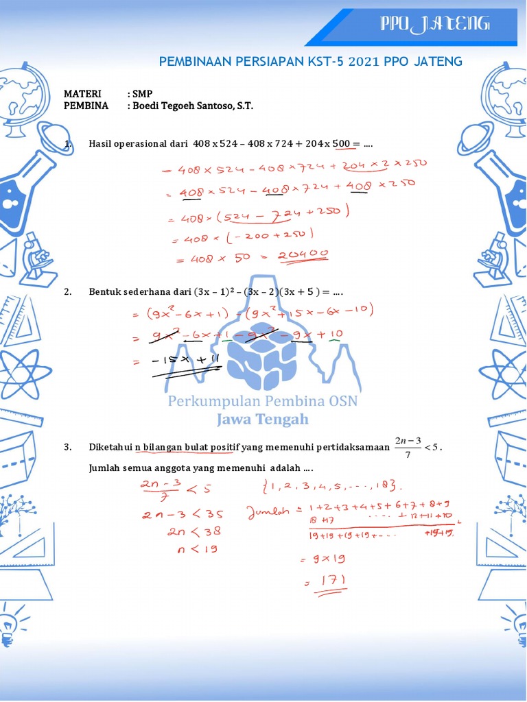 Soal Pembinaan KST Matematika SMP Ppo Jateng | PDF