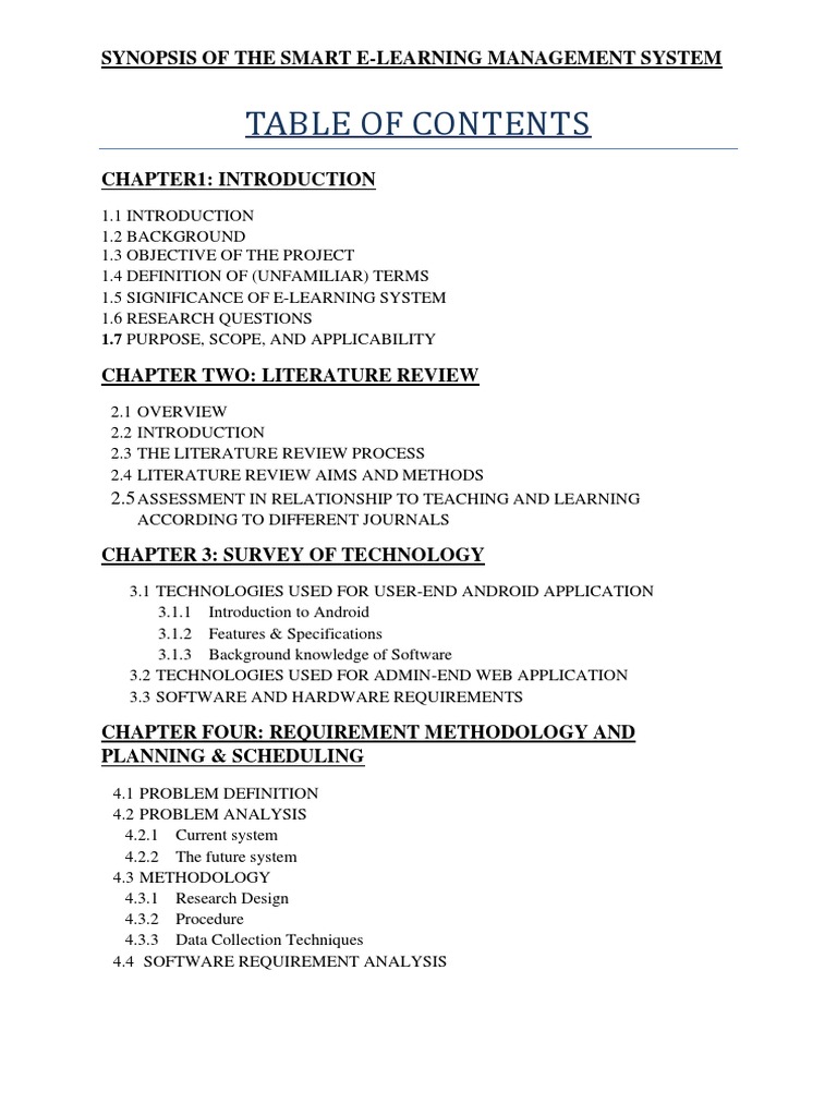 Synopsis of The Smart E-Learning Management System-4 | PDF | Educational Technology | Html