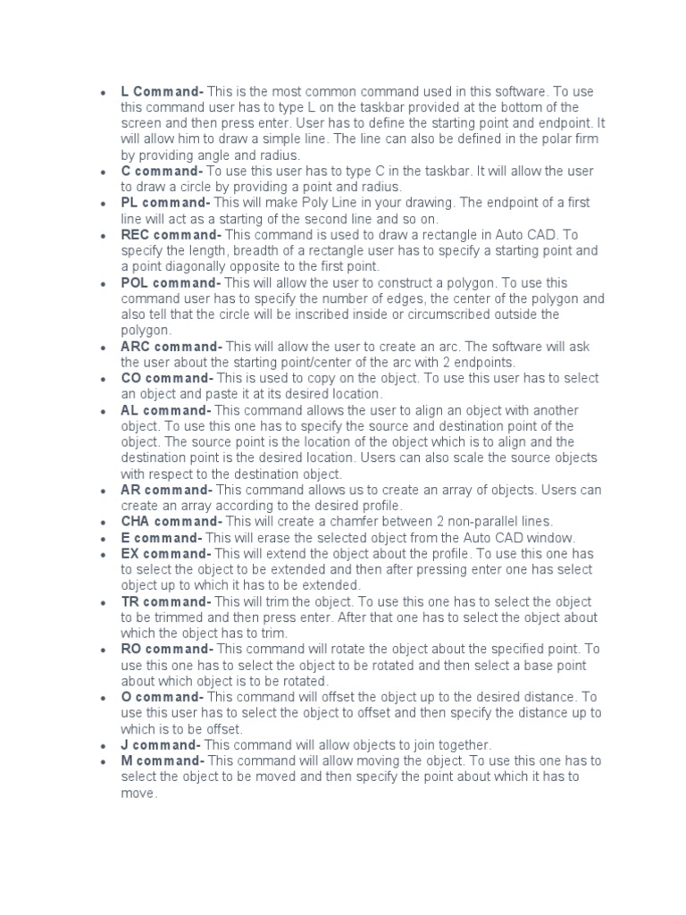 AutoCAD Commands | PDF | Auto Cad | 3 D Computer Graphics