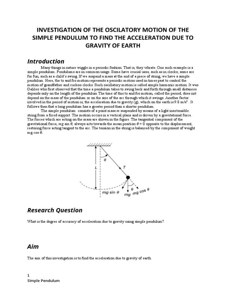 Simple Pendulum | PDF | Pendulum | Physical Quantities