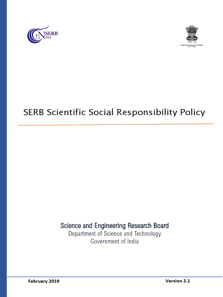 SERB's Scientific Social Responsibility | PDF | Science | Infrastructure